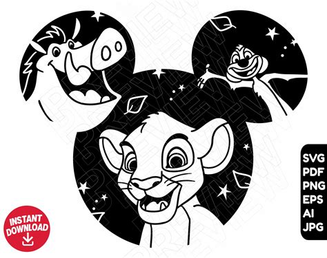 The Lion King SVG Png Clipart Timon Pumbaa Simba Disneyland Etsy UK