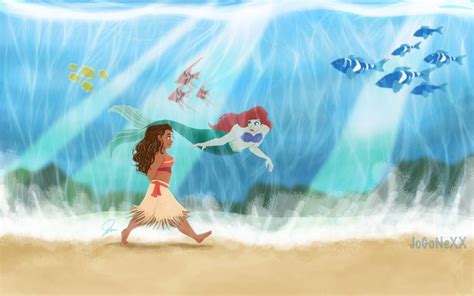 Parting The Ocean Moana And Ariel Disney Princess Drawings Disney Princess Art Disney Drawings