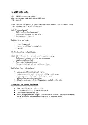Grade 12 History Notes GRADE 12 HISTORY The Cold War What Were The