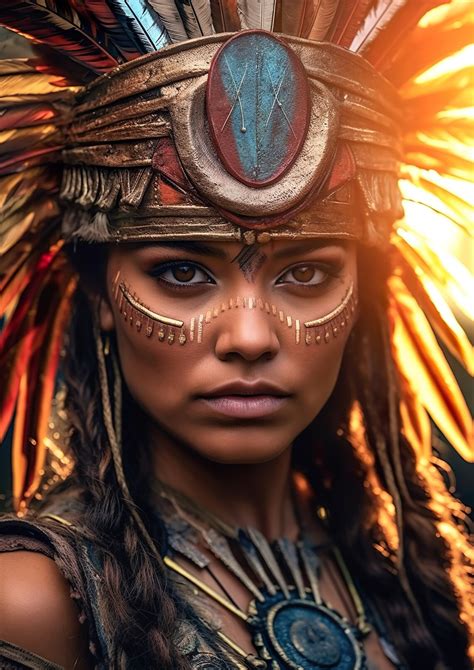 Pack Wall Art Aztec Empire Aztecs Warrior Ai Art Print Portrait