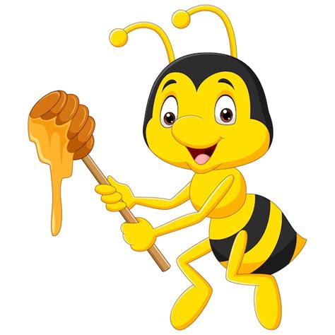 Abeja De Ilustraci N De Dibujos Animados Con Miel Vector Premium