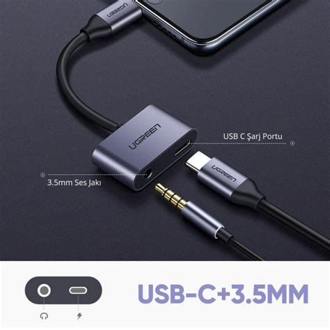 Ugreen USB C to 3 5mm Kulaklık ve Şarj Dönüştürücü Adaptör Ugreen Türkiye