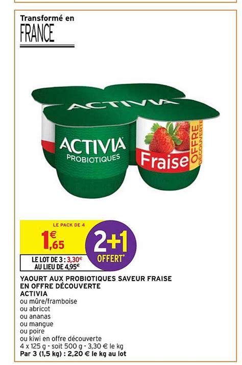 Promo Yaourt Aux Probiotiques Saveur Fraise En Offre Découverte Activia