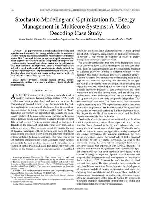 pdf stochastic modeling and optimization for energy management in multicore systems a video