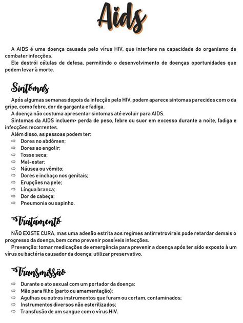 Mapas Mentais Sobre AIDS Study Maps Aids Hiv Aids Study