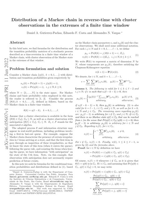 pdf distribution of a markov chain in reverse time with cluster observations in the extremes