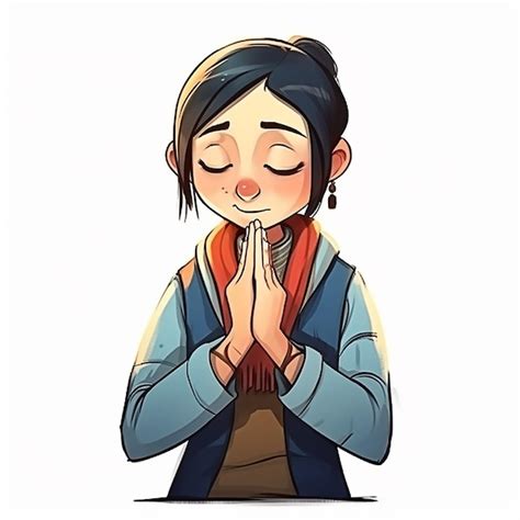Un dessin animé d une fille priant les yeux fermés Photo Premium