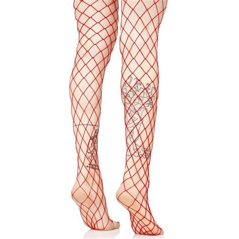 Red Fishnet Stockings 28 505 COP Liked On Polyvore Featuring
