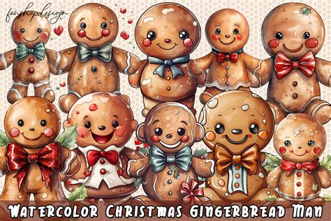 Watercolor Christmas Gingerbread Man Graphic By FonShopDesign