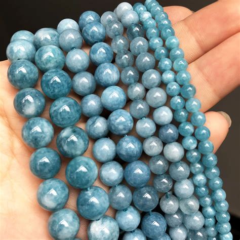 Naturalny kamień ciemny niebieski chalcedon Jades koraliki okrągłe