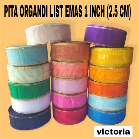 Jual Pita Organdi List Emas 1 Inch 2 5 Cm 25 YARD Shopee Indonesia