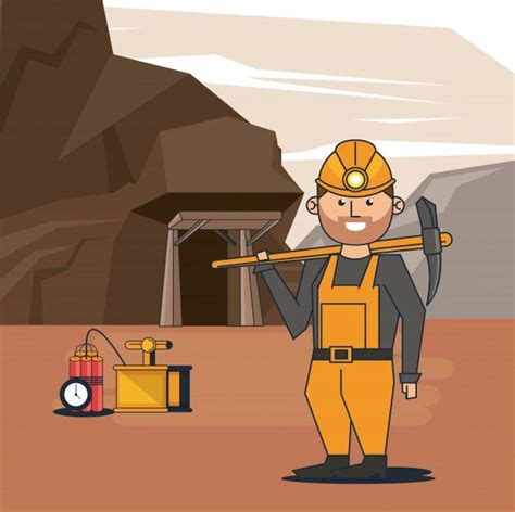 Dibujos Animados Trabajador Minero Vecto Premium Vector Freepik