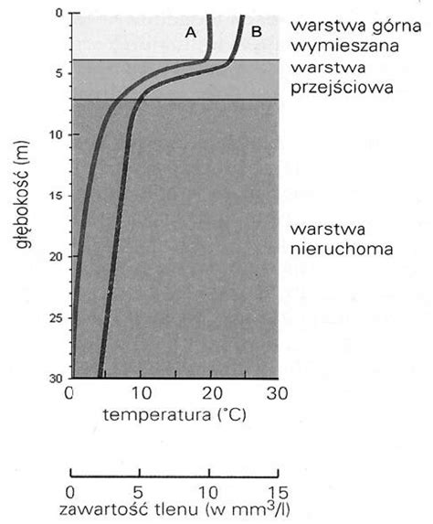 Na wykresie przedstawiono zmiany zawartości tlenu krzywa A oraz zmiany