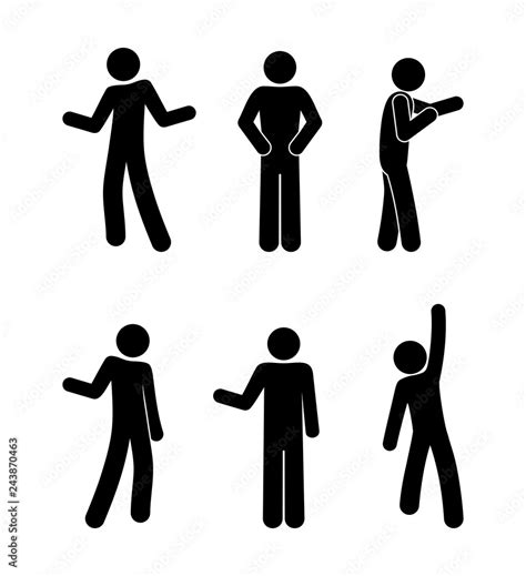 Icon Set Human Silhouette Illustration Stick Figure Pictogram Man
