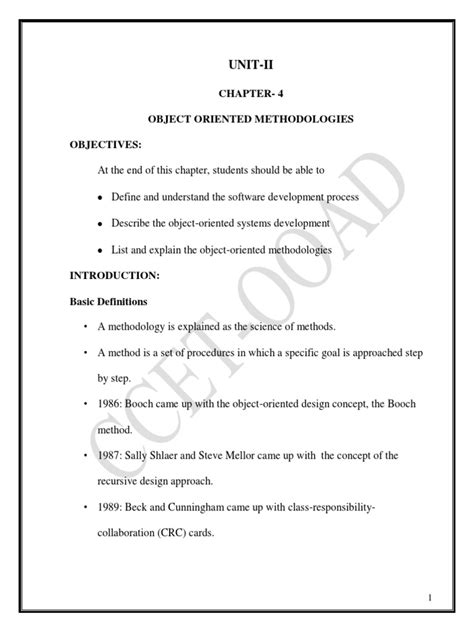 unit ii chapter 4 object oriented methodologies objectives pdf unified modeling language