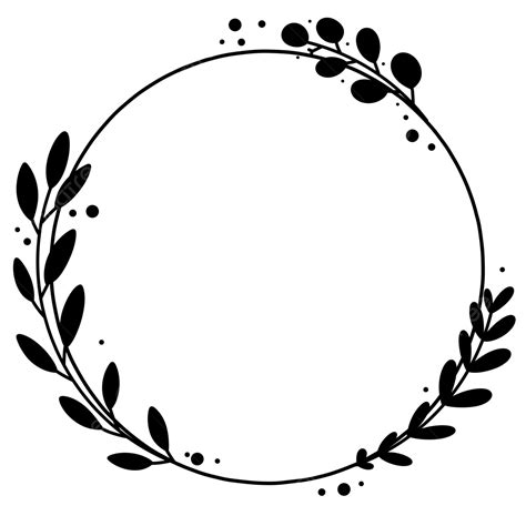 Black Leaves Circle Frame Border For Wedding Invitation Black Leaves