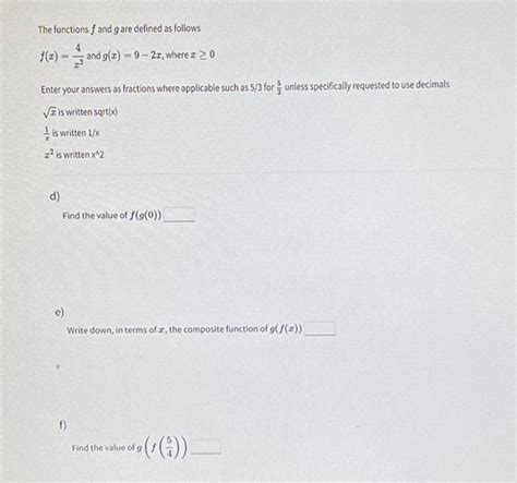 solved the functions f and g are defined as follows f x x24