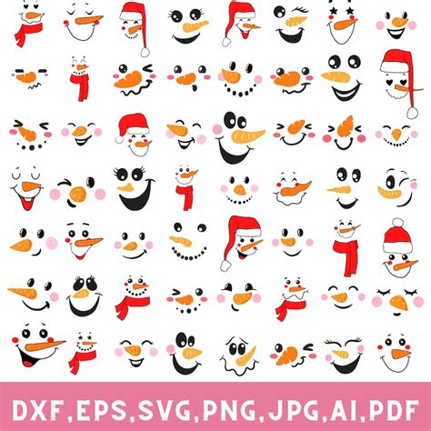 Snowman Faces Svg Snowman Face Svg Christmas Snowman Face Svg Cute