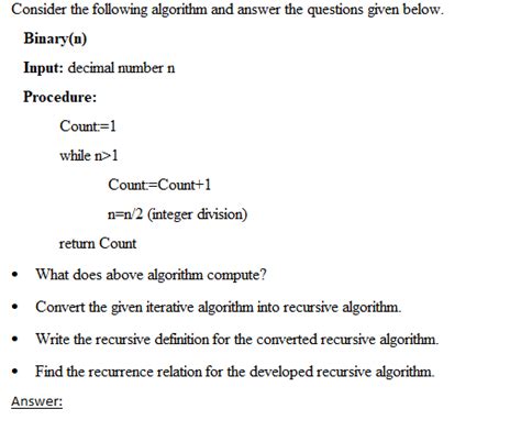 solved analylsis of algorithm consider the following algo