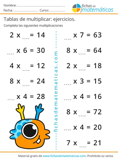 Ejercicios De Repaso De Las Tablas De Multiplicar Descarga GRATIS Pdf