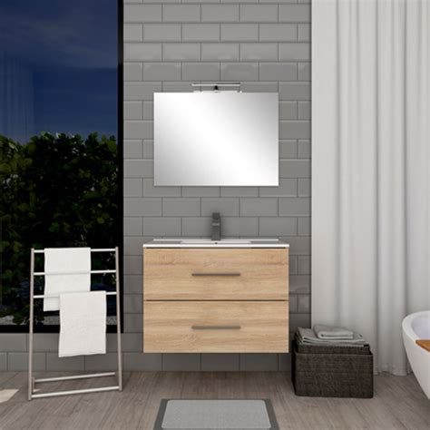 Meuble De Salle De Bains Bois L 80 Cm Volta 1507119 Salle De Bains