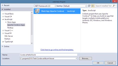 Using Apache Cordova With Visual Studio