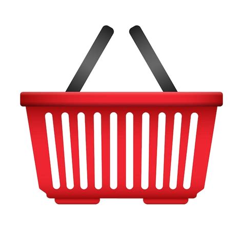 Cesta de compras de plástico rojo con asas negras imágenes prediseñadas