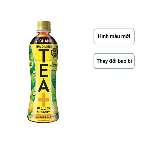 Thùng 24 chai Trà ô long vị chanh TEA PLUS chai 455ml Lốc 6 chai