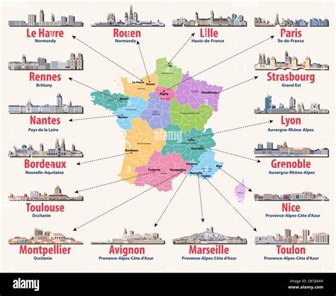 Carte Vectorielle De La France Avec Ses Principales Villes Villes
