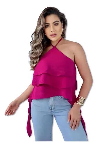 Babado Cropped Blusinha Bata Camadas Amarrar Primavera Verão MercadoLivre