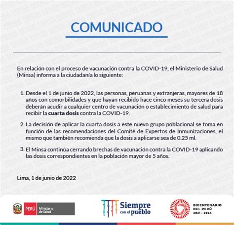 Ministerio De Salud On Twitter COMUNICADO El Minsa Informa A La