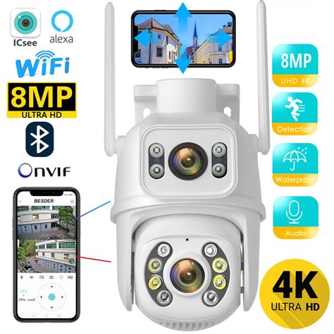 PTZ WiFi Câmera IP Lente Dupla Visão Noturna Câmera de Vigilância