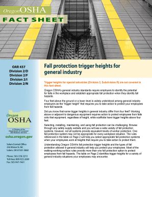 Fillable Online Osha Oregon Fact Sheet Fall Protection Trigger Heights