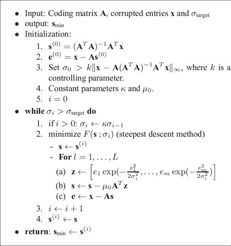 smoothed 0 norm recovery algorithm download scientific diagram