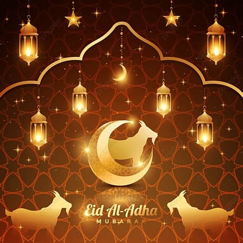 Festival Eid Al Adha Mubarak Luna Islámica Linterna Cabra Fondo