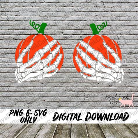 Pumpkin Boobs Hands Svg Pumpkin Boobs Skeleton Hands Svg Etsy