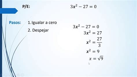 ecuaciones cuadráticas incompletas puras por despeje YouTube
