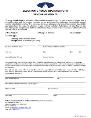 Fillable Online Electronic Funds Transfer Eft Authorizationelectronic