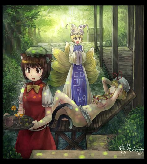 Yakumo Yukari Yakumo Ran And Chen Touhou Drawn By Yinzhai Danbooru