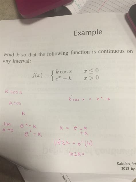 solved find k so that the following function is continuous