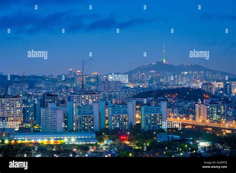 Seoul Night View South Korea Stock Photo Alamy