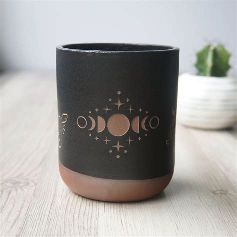 Snakes Moon Phase Mug Farmhouse Style Handmade Pottery Ceramic Sun
