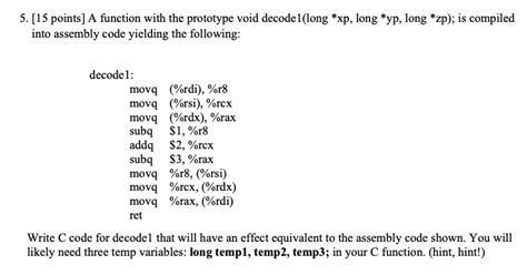solved 5 [15 points] a function with the prototype void