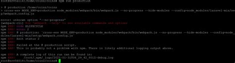 [solved] npm run production error unknown option no progress namespaceit