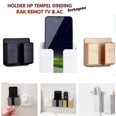 Rak Charger HP Gantung Tempat Remote TV AC Tempel Rak Tempel Dinding