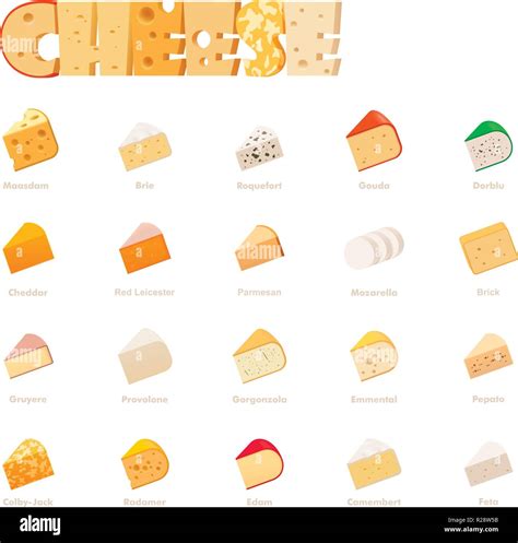 Vector Cheese Types Icon Set Stock Vector Image Art Alamy