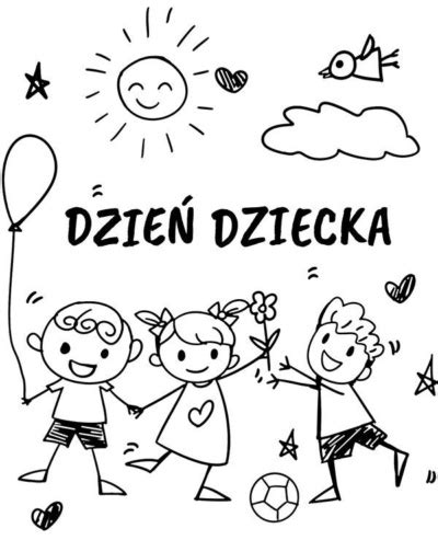 Dzien Dziecka Kolorowanka Rysunkowa Kolorowanki Do Druku E Kolorowanki
