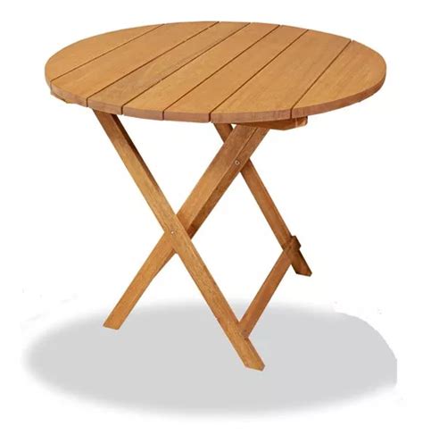 Mesa Plegable Redonda De Madera Eucaliptus Opcion Sillas