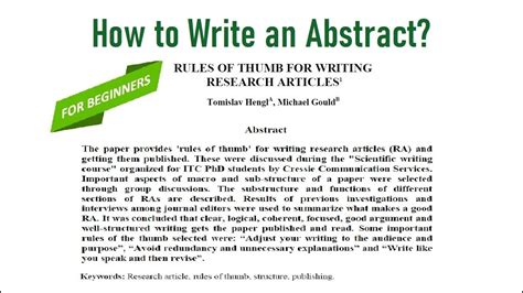 How To Write An Abstract Youtube