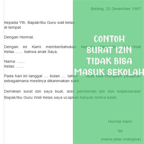 Cara Membuat Surat Izin Tidak Masuk Sekolah Untuk Siswa Sekolah SD SMP